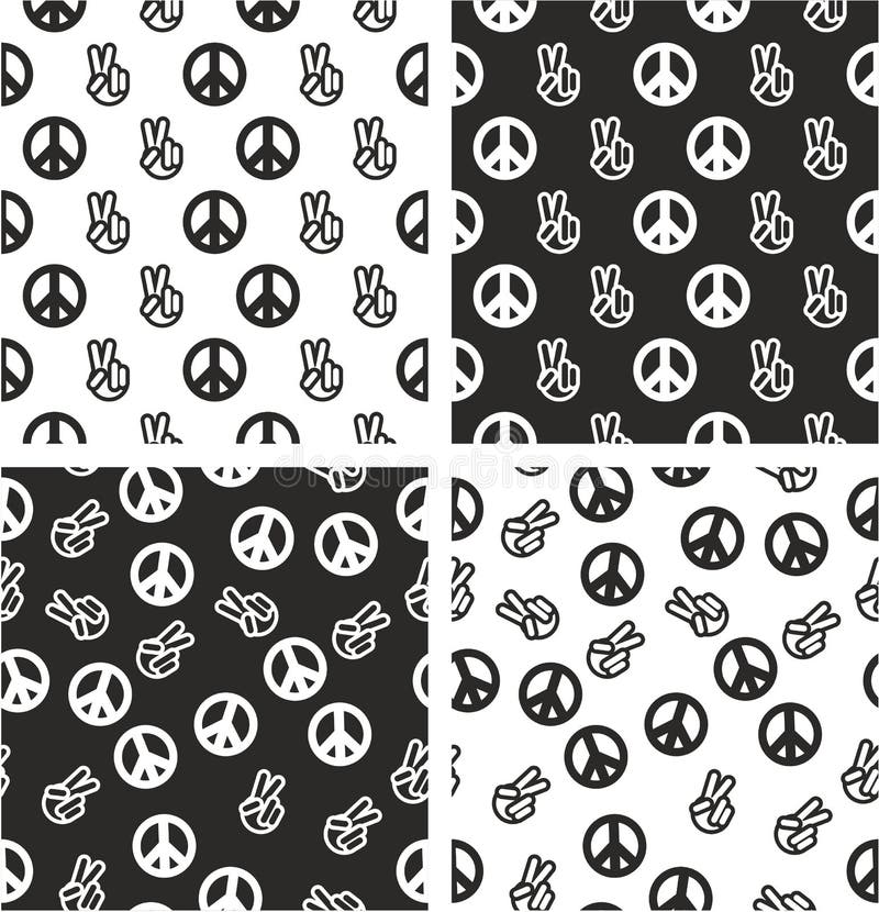 Peace Symbols Aligned & Random Seamless Pattern Set Stock Vector ...