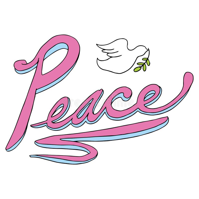 PEACE text stock vector. Illustration of flower, retro - 14322481