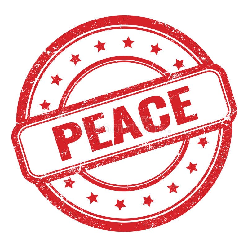 PEACE Text on Red Grungy Round Stamp Stock Illustration - Illustration ...