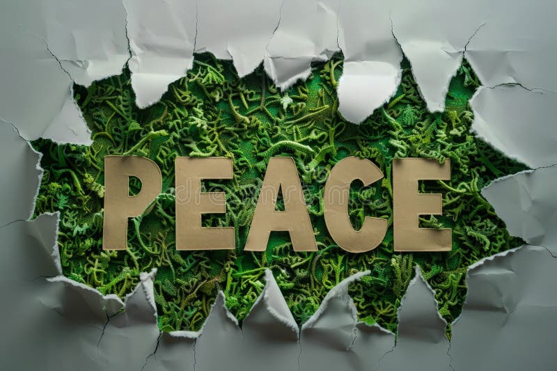 Peace Text on Torn Paper. Peaceful Day Concept Stock Image - Image of ...