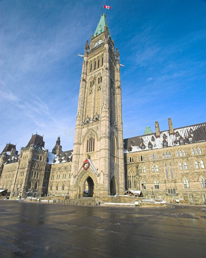 Peace Tower and Tulips in Ottawa Stock Photo - Image of angle, outdoors ...