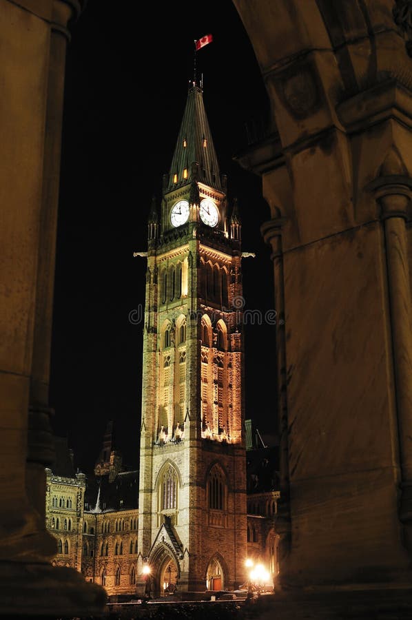 Peace Tower stock image. Image of tower, landmark, illuminated - 18551701