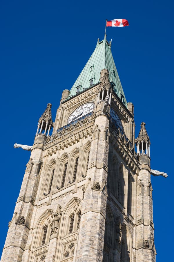 Peace Tower at Parliament Hill Stock Image - Image of flag, national ...