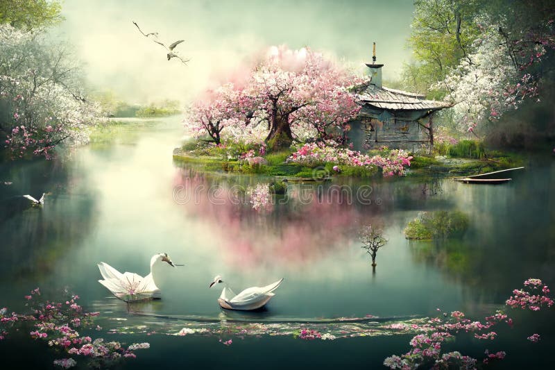 Peace and Tranquility with a Spring Theme. Flower Blossoms and New Life ...