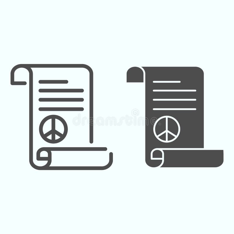 Peace Treaty Line and Solid Icon. Document with Peace Symbol Vector ...