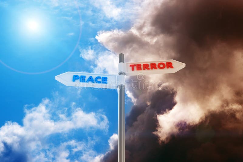 No Terrorism. Stop Terror Sign Anti Terrorism Campaign Badge on World ...