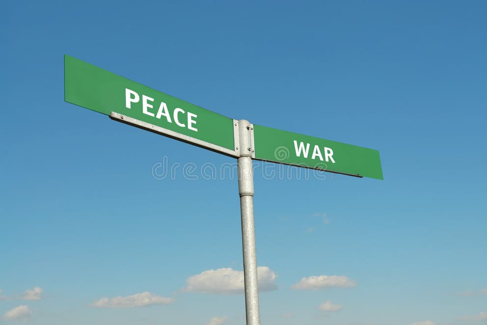 Peace and War signpost stock photo. Image of antonym, choice - 3347178