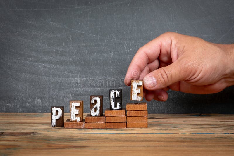 PEACE. Wooden Letters, Alphabet Blocks on Steps Stock Photo - Image of ...