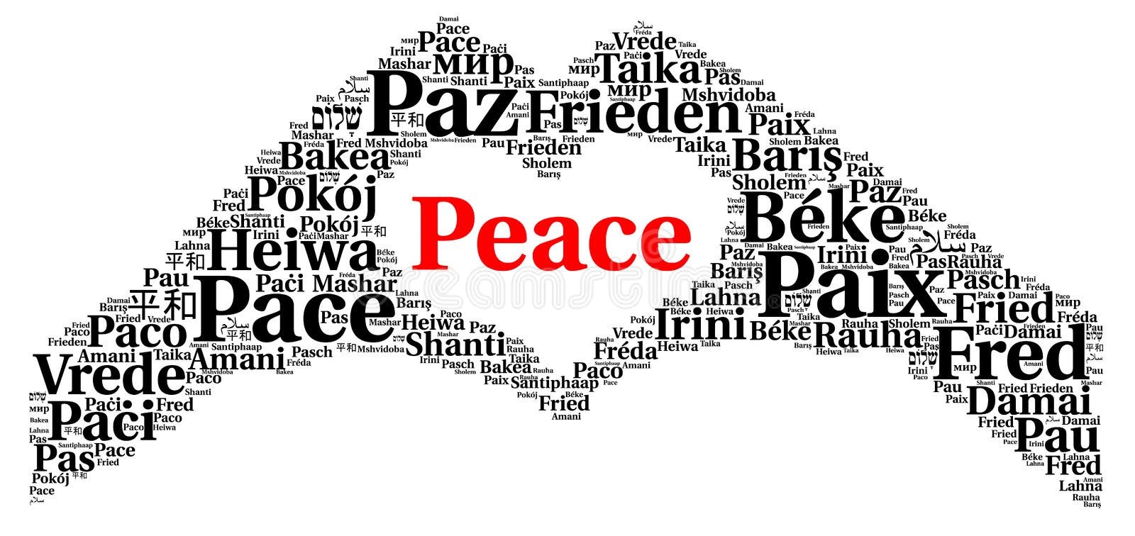 Peace Word Cloud in Different Languages Stock Illustration ...