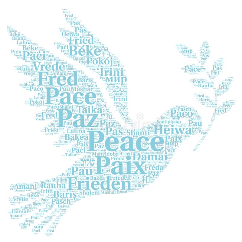 Peace Word Cloud in Different Languages Stock Illustration ...