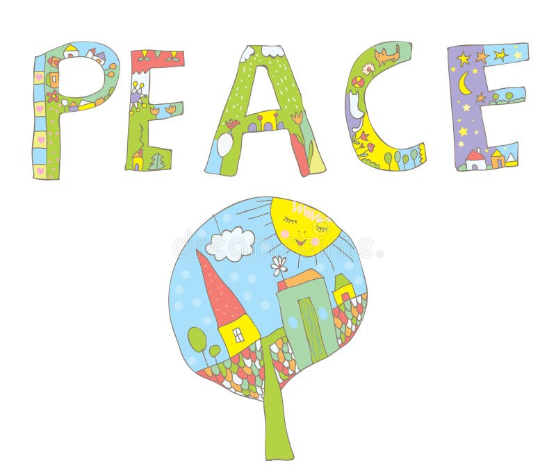 Psychedelic Peace Sign Vector Illustration Stock Vector - Illustration ...