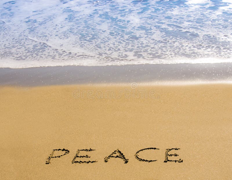 Peace Written in Sand on Beach Stock Image - Image of writing, beach ...