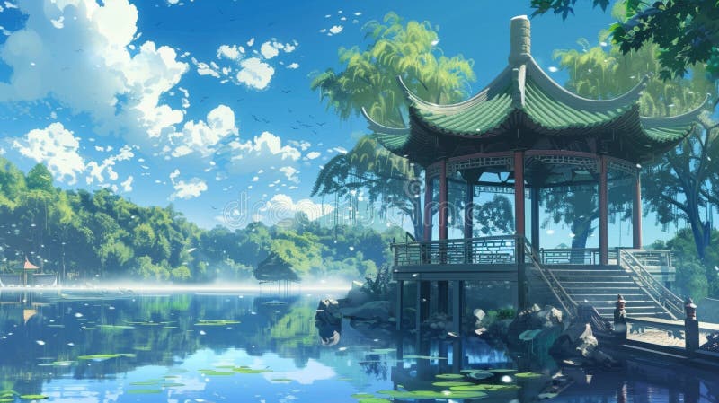Peaceful Anime Theme of the Nice Cloudy Sky Stock Photo - Image of ...