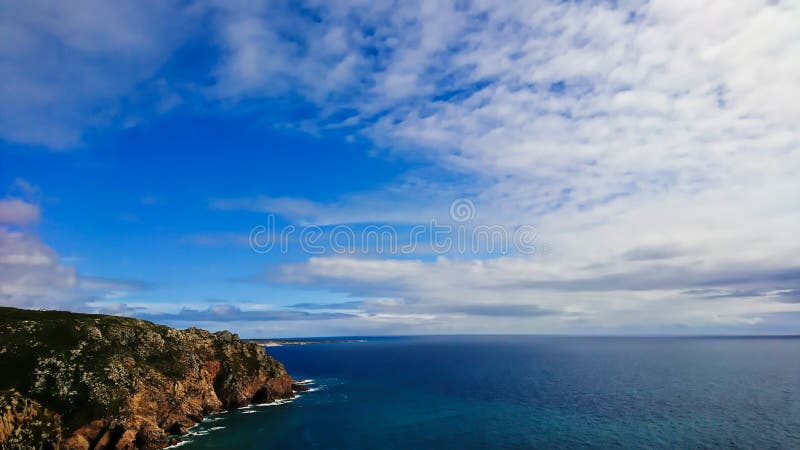 Peaceful Atlantic Ocean from Cape Roca with Cliffs and a Sunny Blue Sky ...