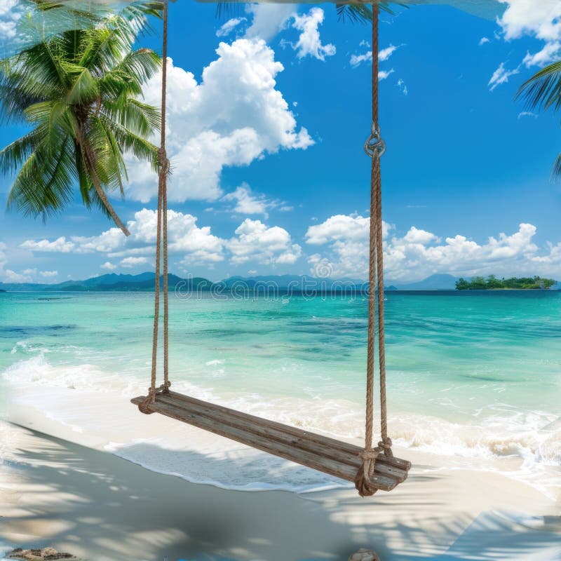 Beach Scene with Lounge Chairs and Umbrellas, Ideal for Travel ...