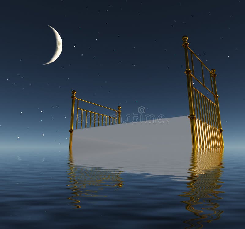 Peaceful Bed afloat stock illustration. Illustration of relax - 61947720