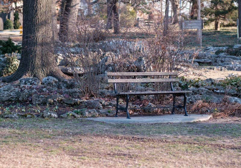 Peaceful Bench in the Park during Winter Stock Photo - Image of winter ...