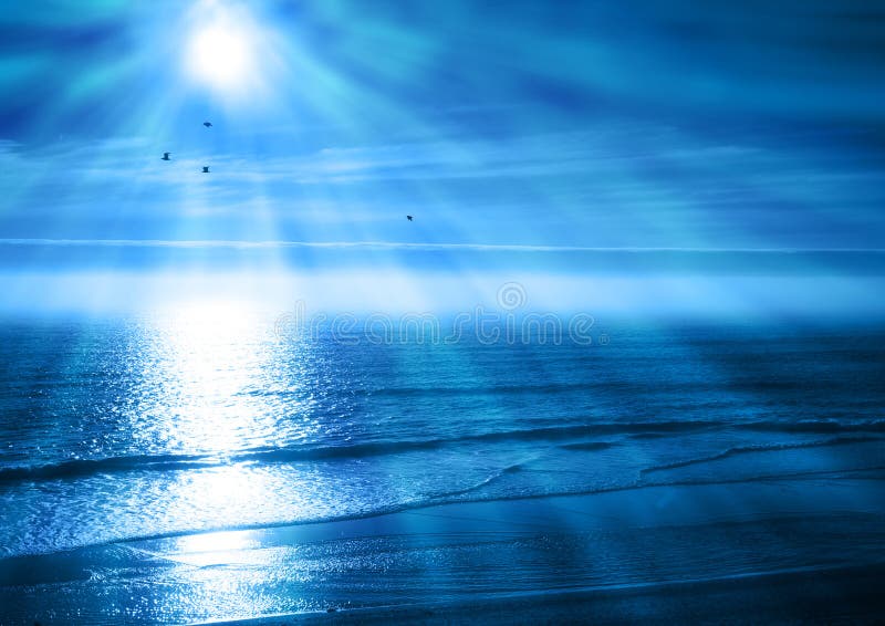 Peaceful Blue Ocean Sunset stock photo. Image of reflection - 3853078