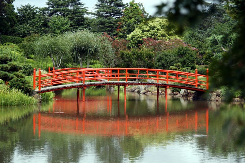 Peaceful bridge scene stock image. Image of garden, green - 14761095