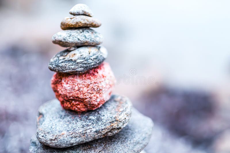 Peaceful Cairn of Smooth Stones Stacked Perfectly Creating Harmony in ...