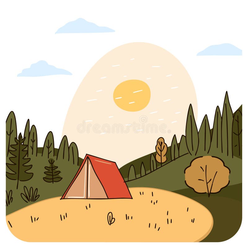 Peaceful Camping Spot in Nature at Sunset. a Perfect Escape into Nature ...