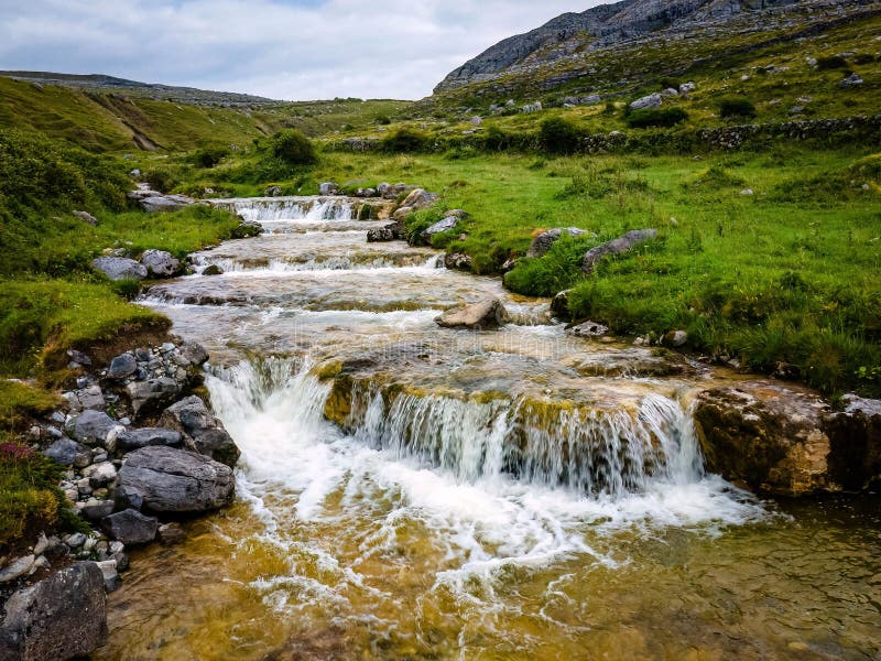 Peaceful Cascade River Flow Irish Landscape in Summer Stock Image ...