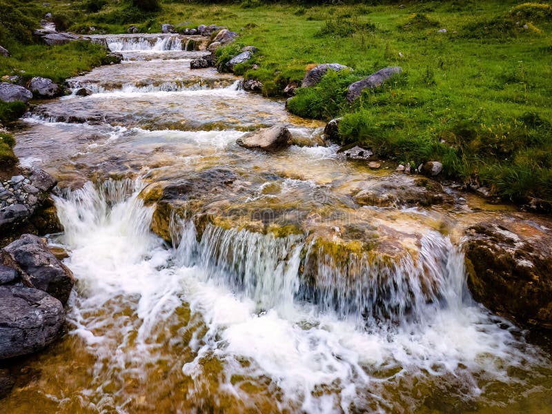 Peaceful Cascade River Flow Irish Landscape in Summer Stock Photo ...