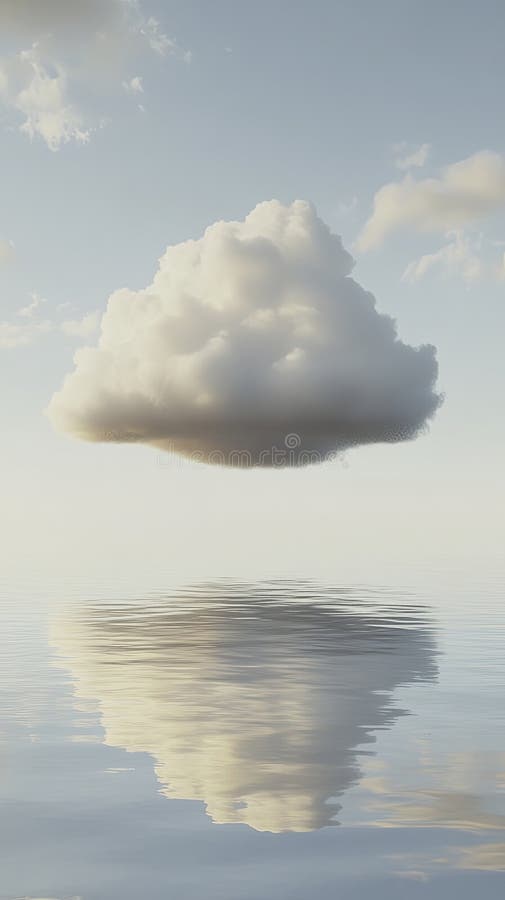 Peaceful Cloud Above Serene Water Surface Stock Image - Image of aerial ...