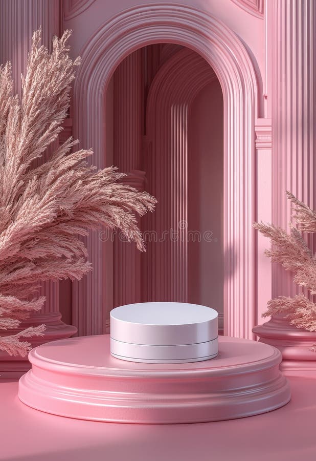 Peaceful 3D Render of Blank Packaging in a Soft Pink Setting with ...