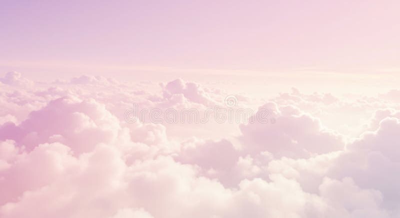Soft Pink Cloudscape Aerial View Peaceful Sky Dreamy Pastel Colors ...