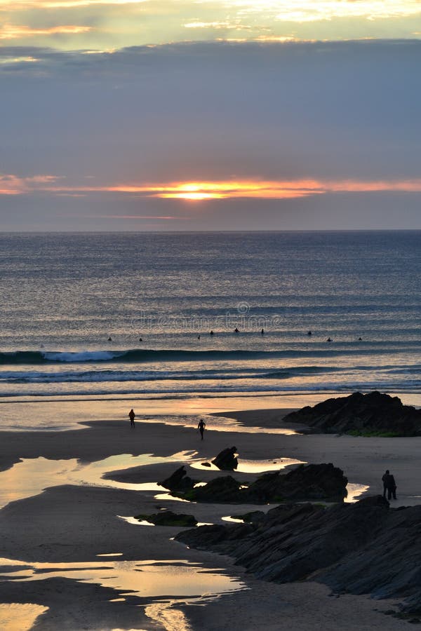 Evening Sky Beach Scene in Cornwall Stock Photo - Image of weather ...
