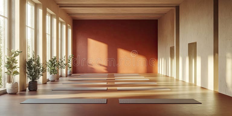 Peaceful Empty Yoga Training Room Ready for Practice, Serene Yoga ...