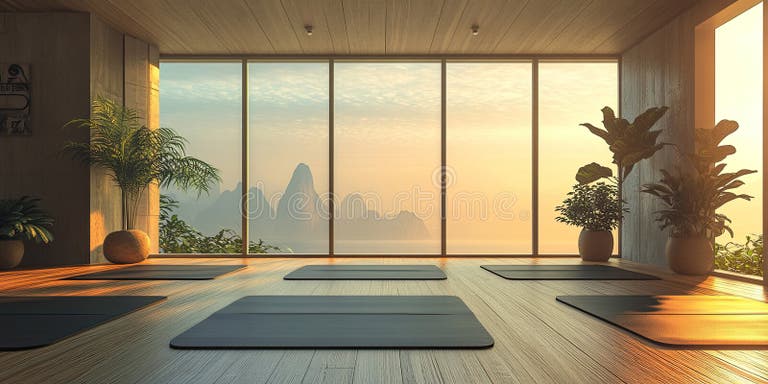 Peaceful Empty Yoga Training Room Ready for Practice, Serene Yoga ...