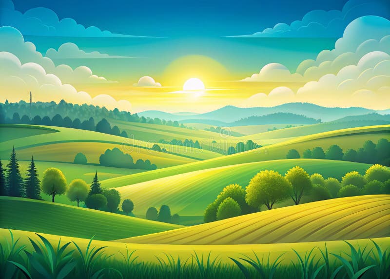 Peaceful Flat Design Nature Background Ideal for Website Headers Mobile ...