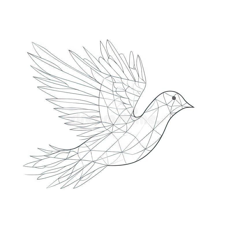 Peaceful Flight: a Simple Linear Drawing of a Dove in Continuous Flight ...