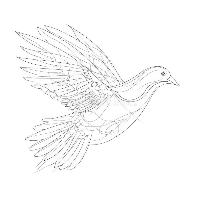 Peaceful Flight: a Simple Linear Drawing of a Dove in Continuous Flight ...