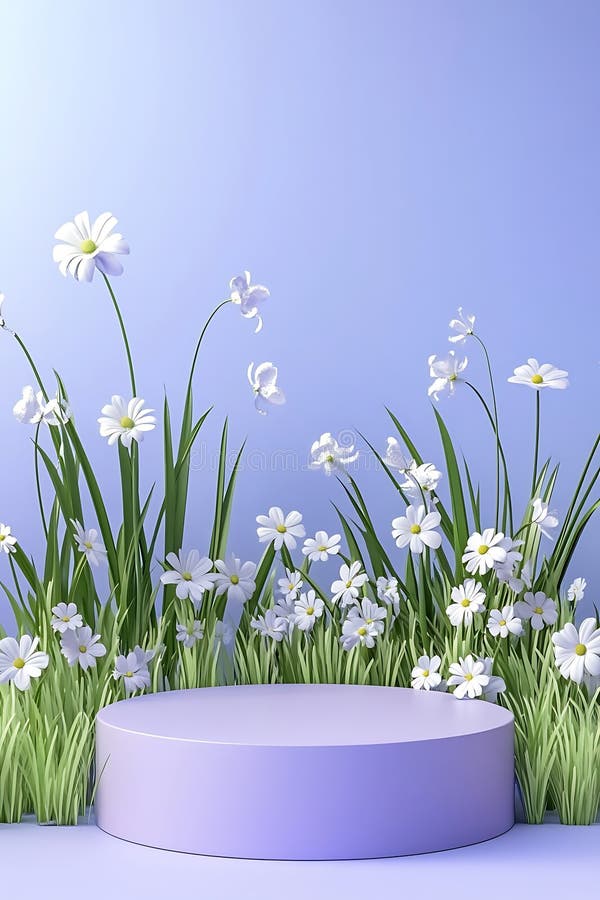 A Peaceful Floral Scene with a Circular Display Platform Stock Image ...