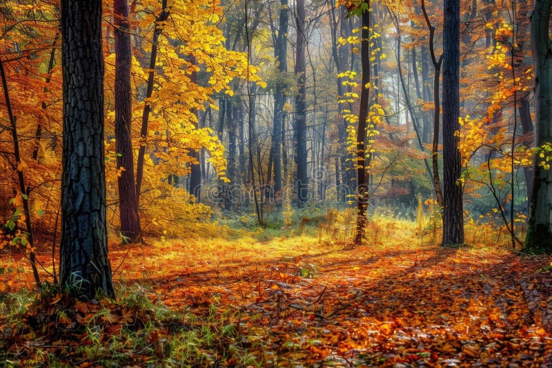 A Peaceful Forest in Autumn. Perfect for Nature Backgrounds Stock Photo ...