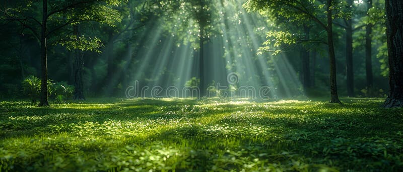 A Peaceful Forest Clearing Bathed in Sunlight Stock Photo - Image of ...