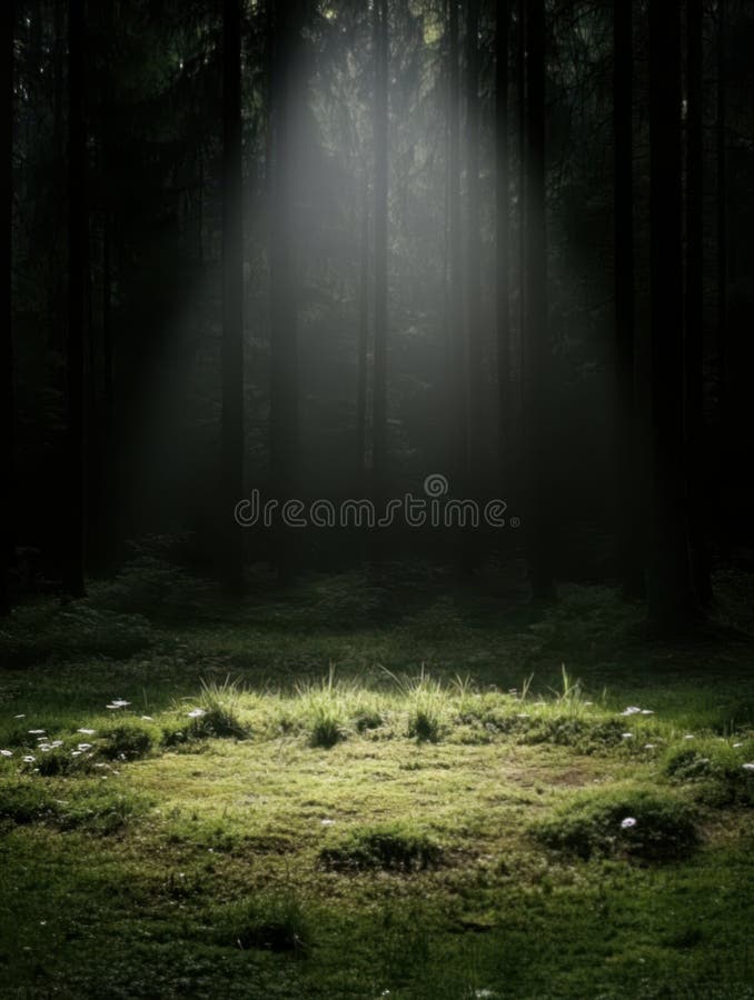 A Peaceful Forest Clearing with Sunlight Filtering through the Trees ...