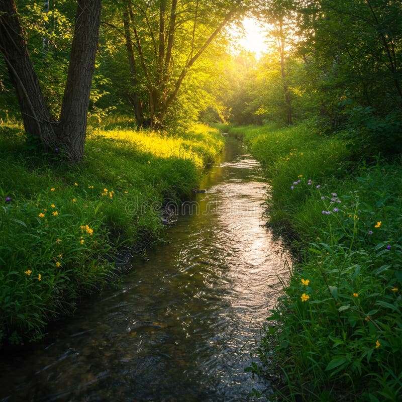A Peaceful Forest Path Surrounded by Trees and Nature Stock ...
