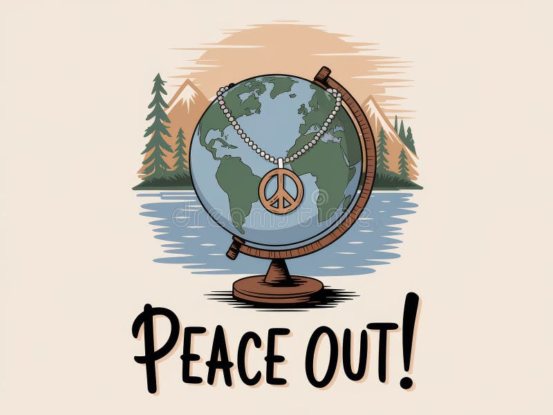 Peaceful Globe on Stand with Peace Symbol Necklace in Nature Setting ...