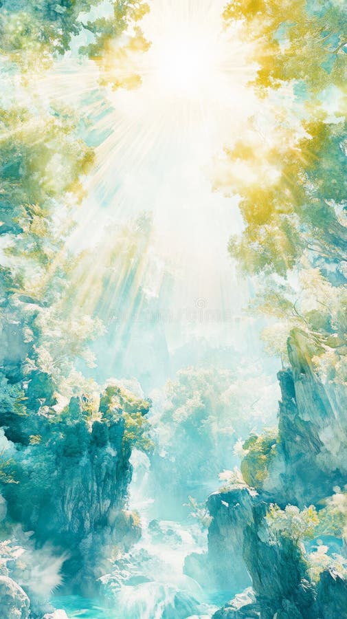 The Peaceful Glow of the Moon Lights Up a Calm Forest Stream Stock ...