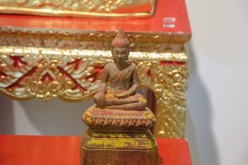 Peaceful Golden Buddha Statue Seated in a Meditative Pose Stock Photo ...