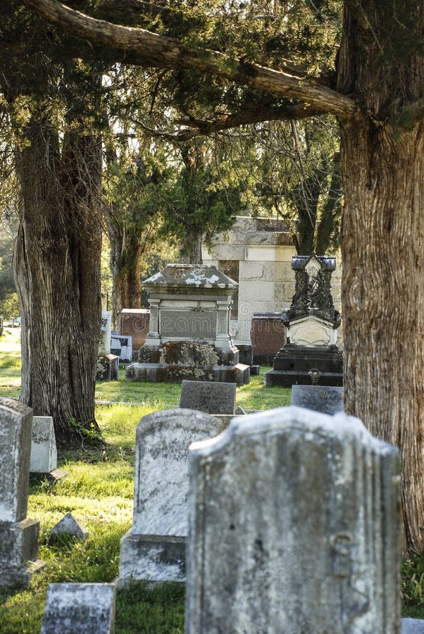 Peaceful Graveyard in Spring Sunny Day, Stonework Grave Behind ...