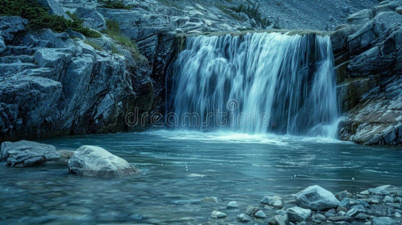 A Peaceful Hidden Waterfall Cascading Over a Moraine a Hidden Gem in a ...