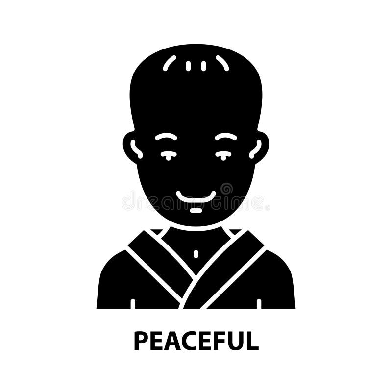 Peaceful Icon, Black Vector Sign with Editable Strokes, Concept ...