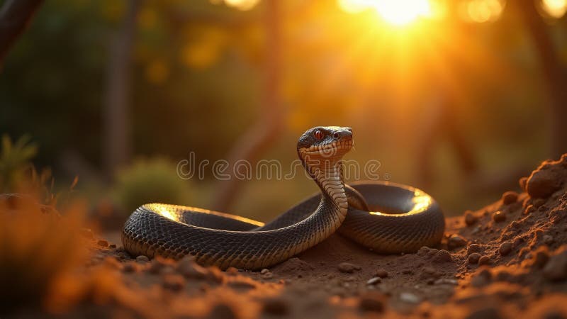 A Peaceful Image of a Snake Basking in the Sun Stock Illustration ...