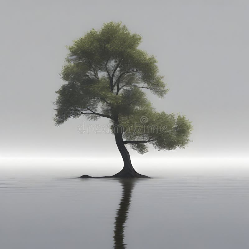 Peaceful Image of Trees Along the River. AI-Generated. Stock ...