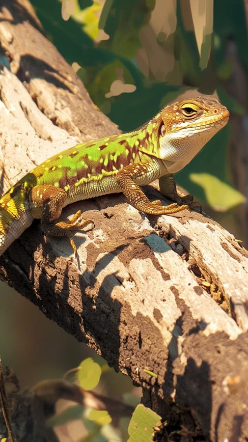 Peaceful Lizard Soaking in the Suns Rays, Basking Serenely Stock ...